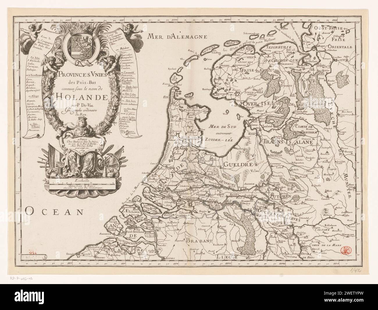 Map of the Republic of the Seven United Netherlands, 1679 print French ...