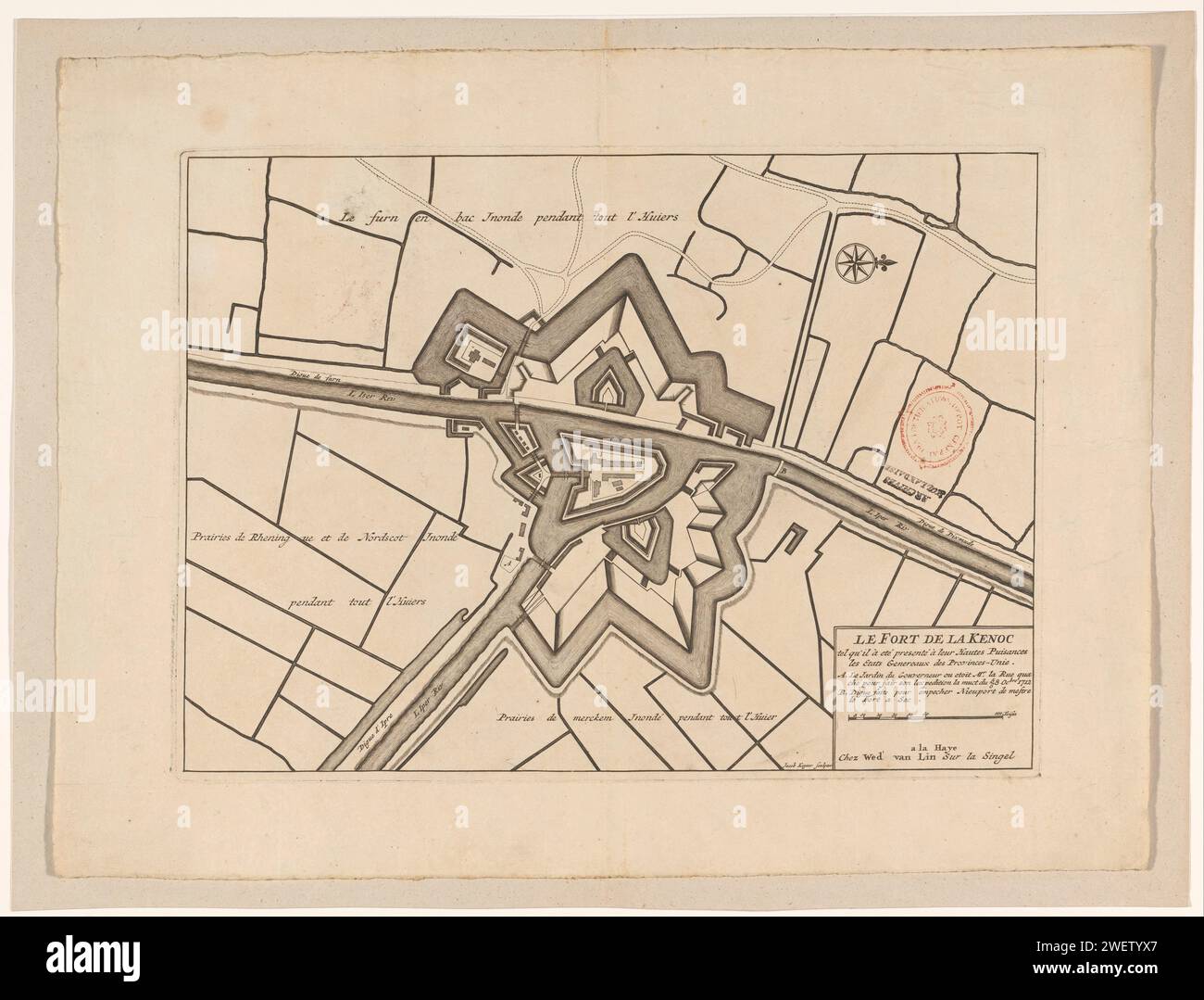 Forty plan of Fort Knokke, Jacob Keyser, 1712 - 1749 print Forte Knokke ...