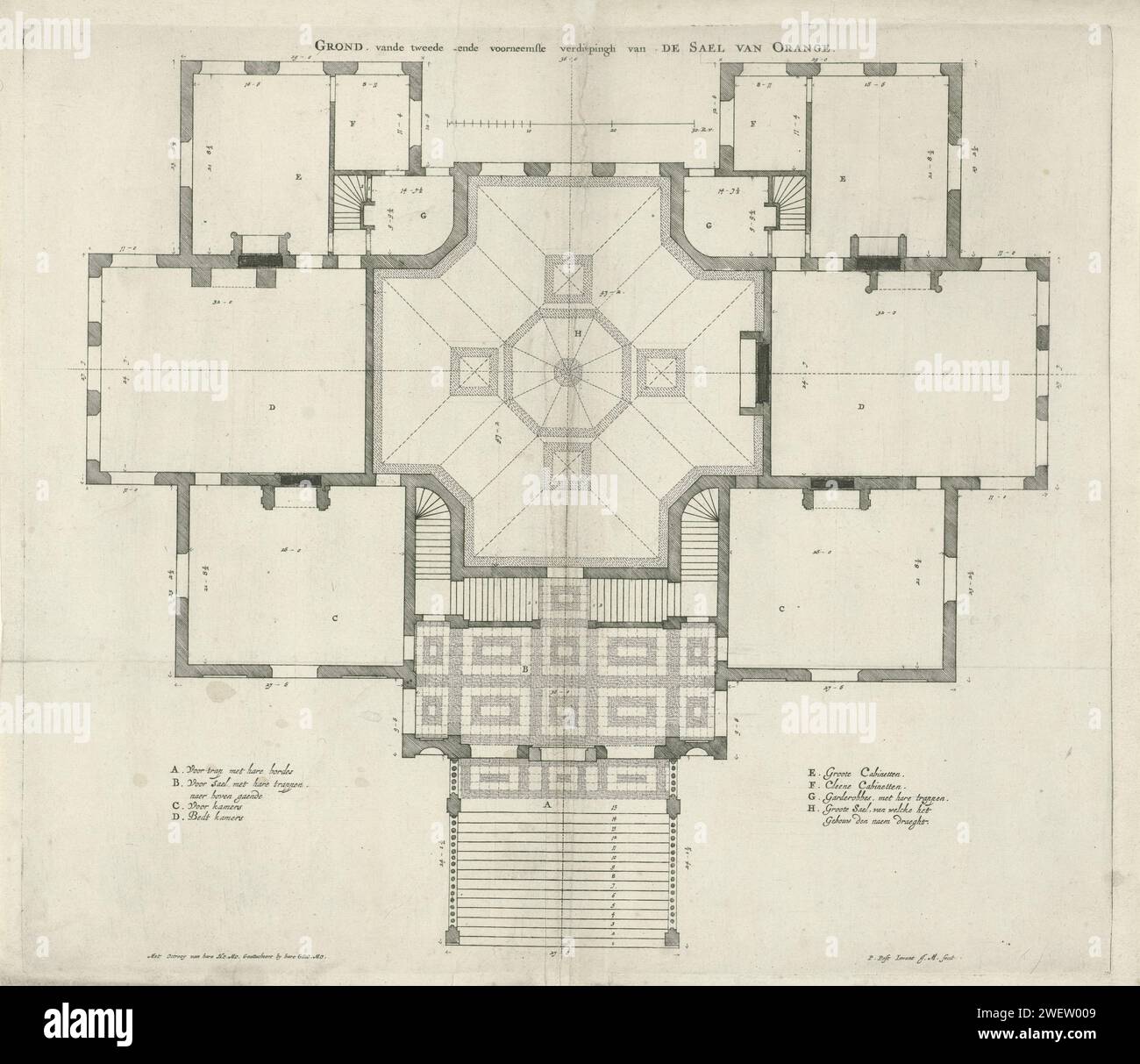 Main floor with the Oranjezaal of Palace Huis ten Bosch, Jan Matthysz ...