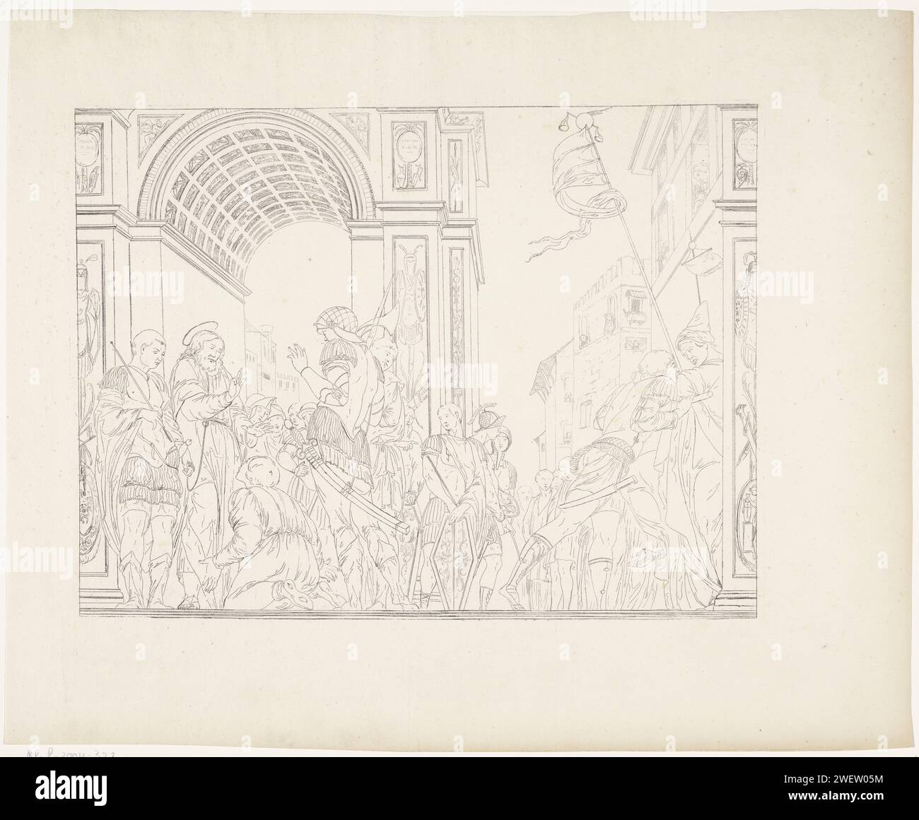 The Holy Jacobus heals a blind one, 1776 print James stands in a temple ...