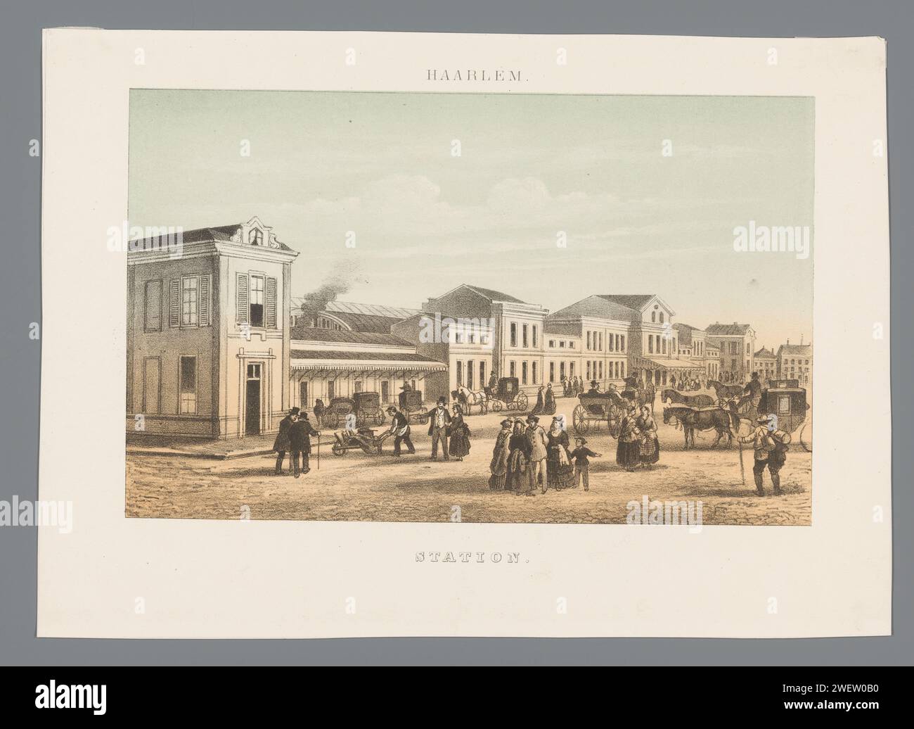 View of Haarlem's train station, Anonymous, 1850 - 1900 print paper ...