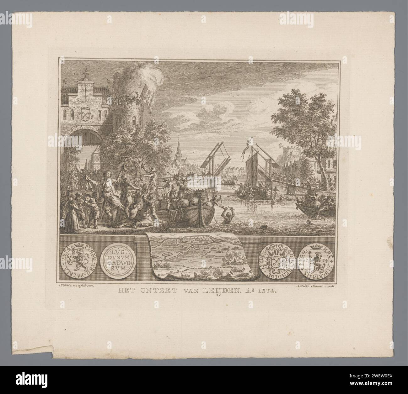 Relief of Leiden, 1574, Simon Fokke, 1776 print The relief of Leiden ...