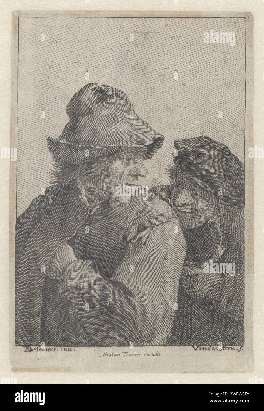 Two farmers, Frans van der Steen, after David Teniers, c. 1600 - c ...