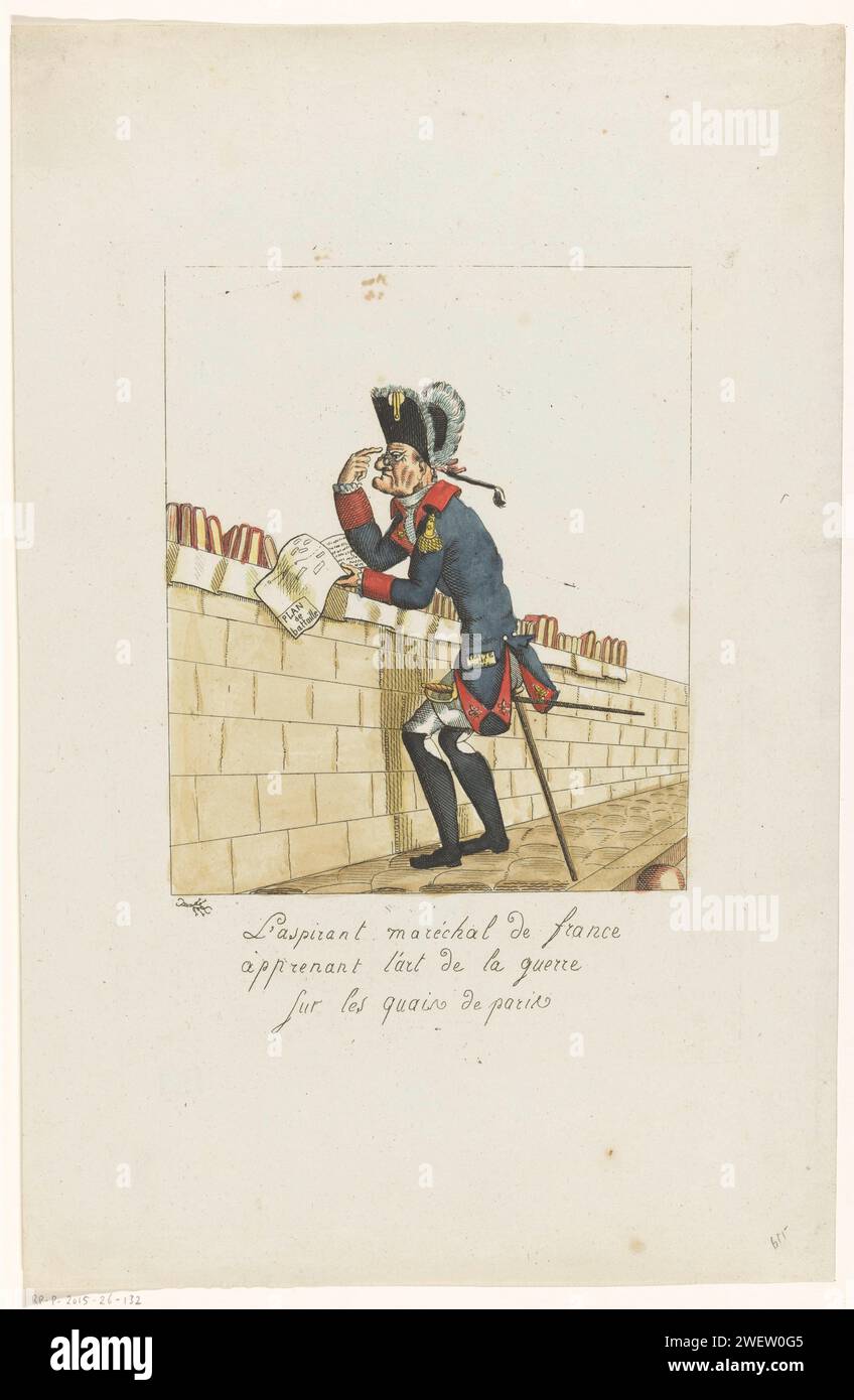 Man dressed as marshal for a book stall, 1815 print Cartoon with French ...