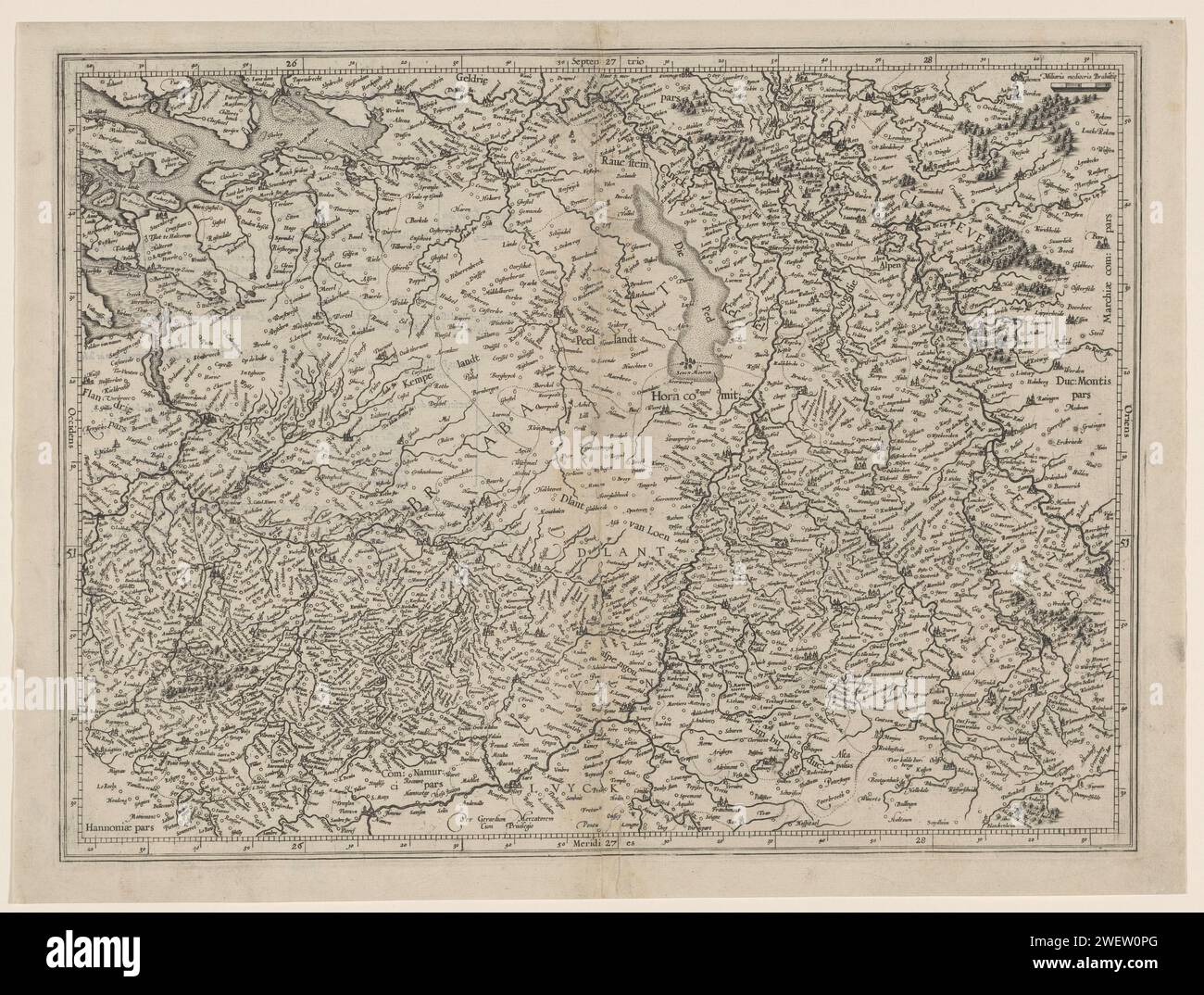 Map of the Duke Dommen Brabant, Gulik and Kleef, Gerardus Mercator, 1585 - 1595 print Map of the ...