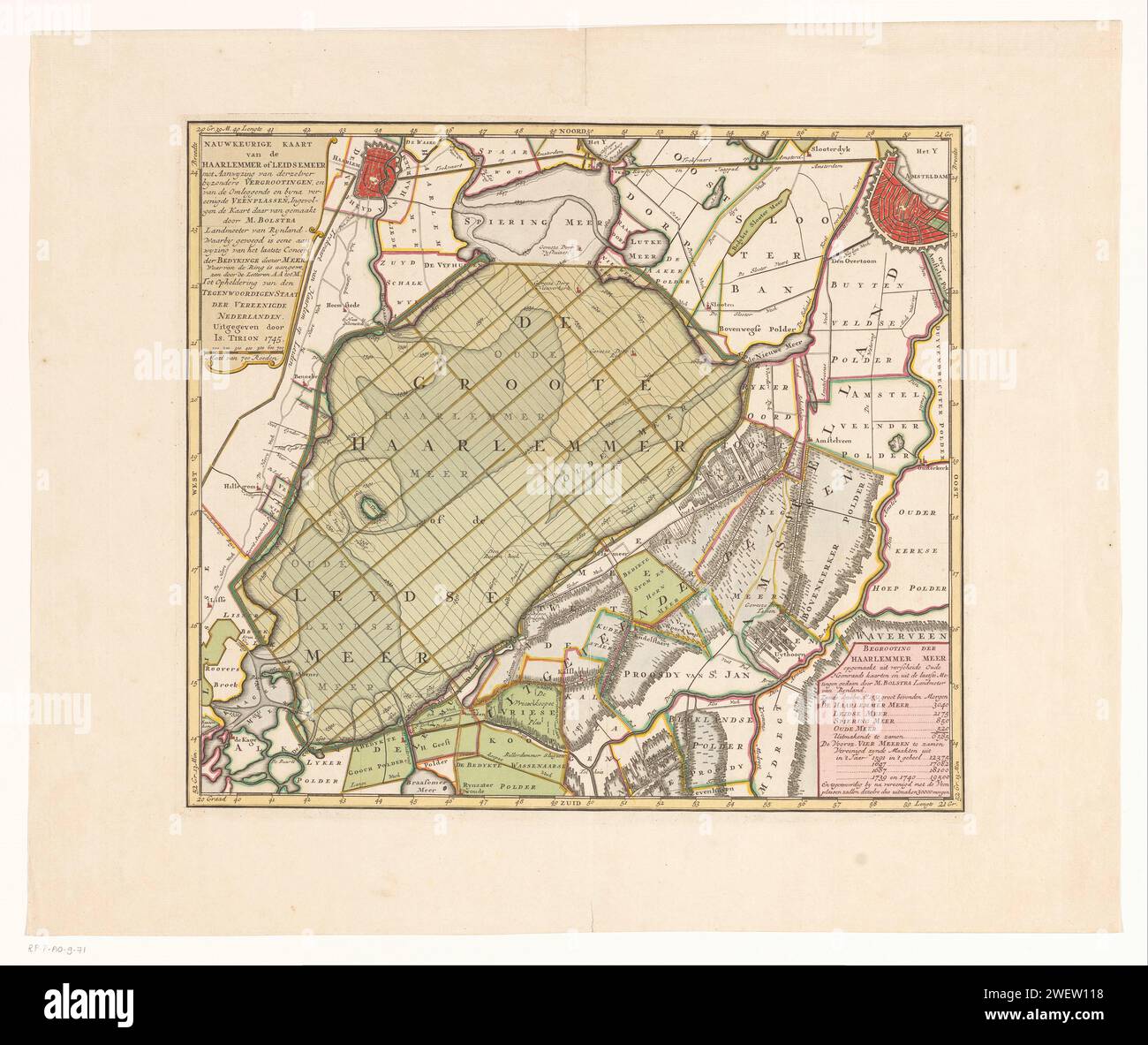 Map of the Haarlemmermeer and surrounding areas, Anonymous, 1745 - c ...