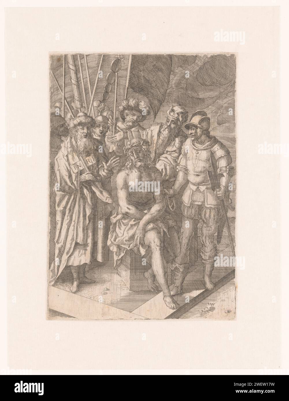 Mocking, c. 1585 - 1619 print paper etching mockings of Christ, who may ...
