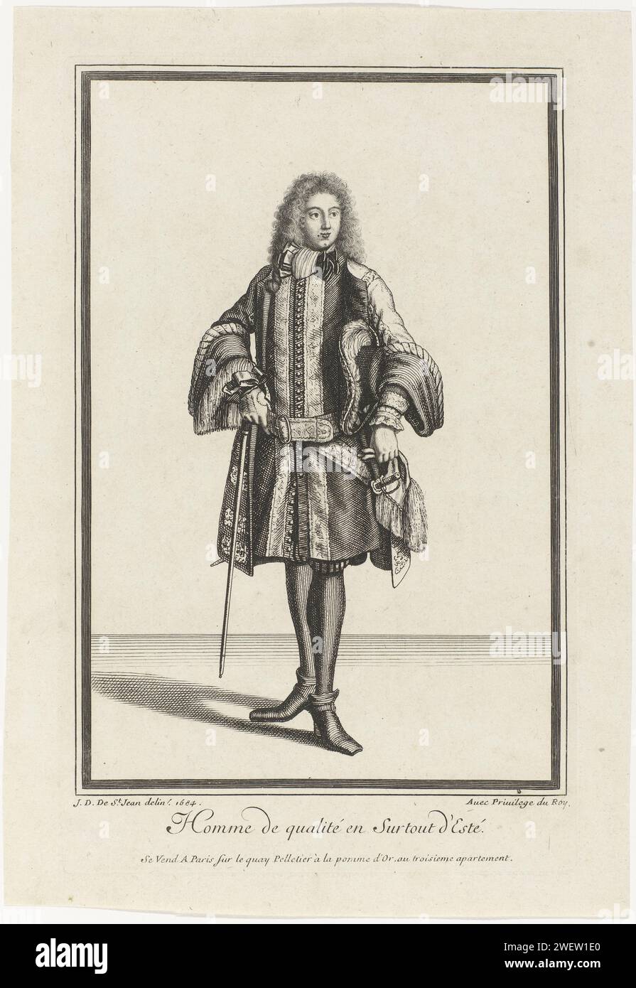 Quality man in above all Esté, 1684 print Standing nobleman, seen from ...