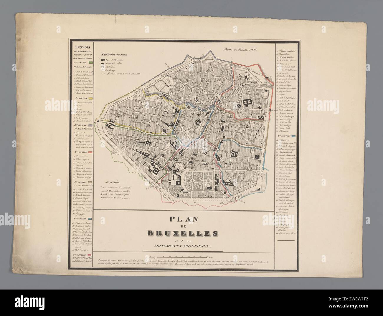 Map of Brussels, Anonymous, 1825 - 1900 print Map of Brussels with the ...