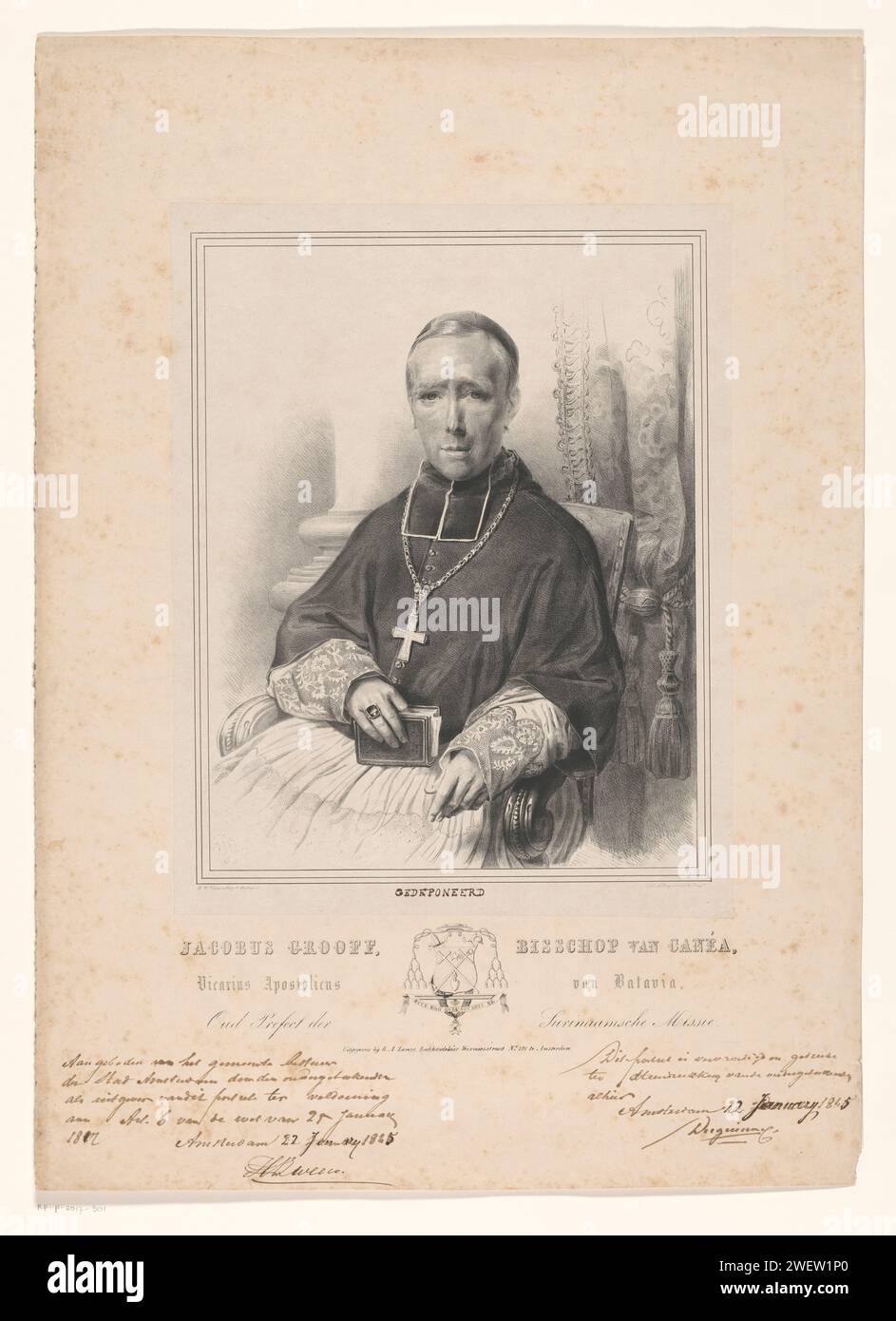 Portrait of Bishop Jacobus Grooff, Henricus Wilhelmus Couwenberg, 1845 ...