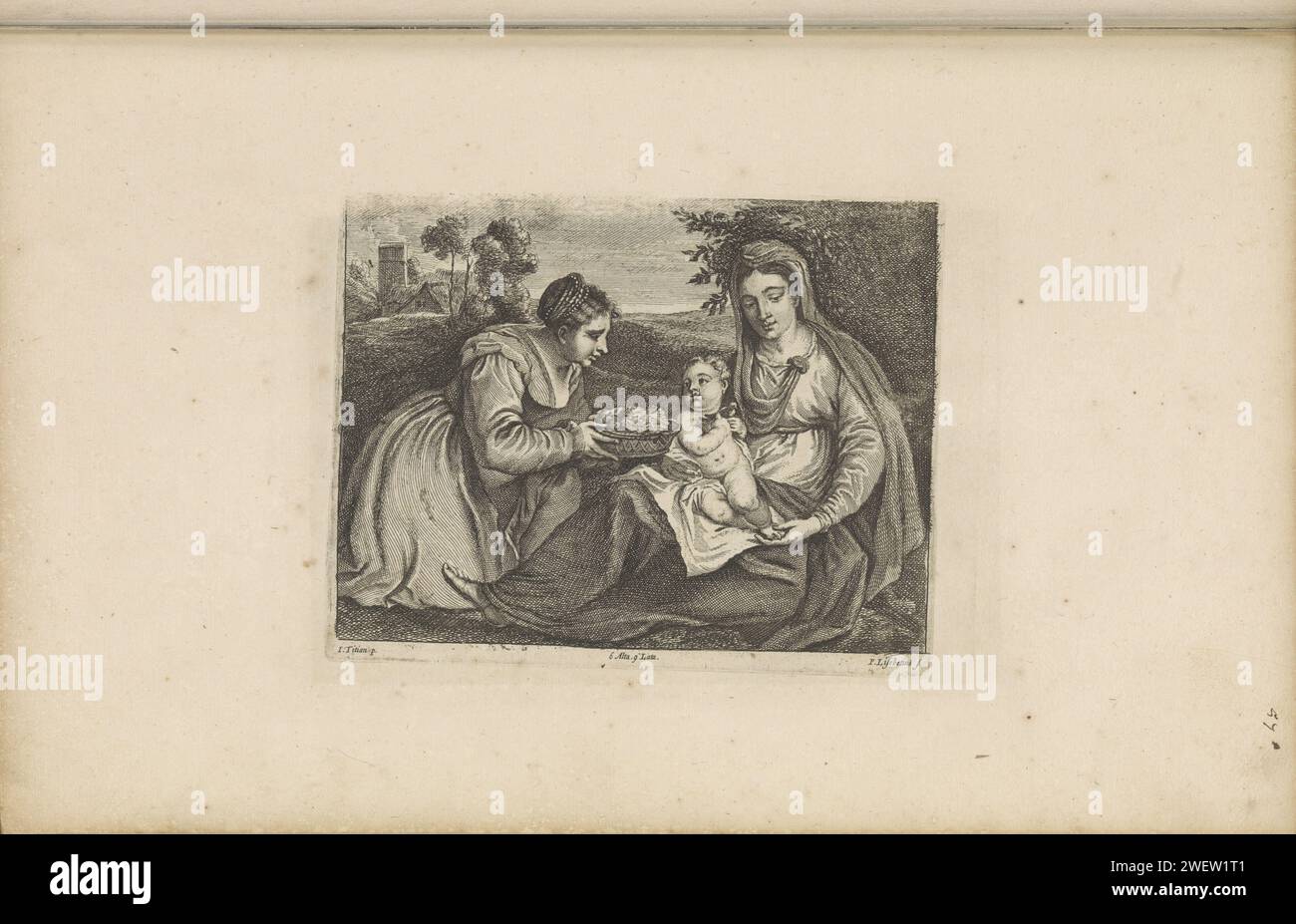 H. Dorothea offers Christkind a flower basket, 1660 print The H ...