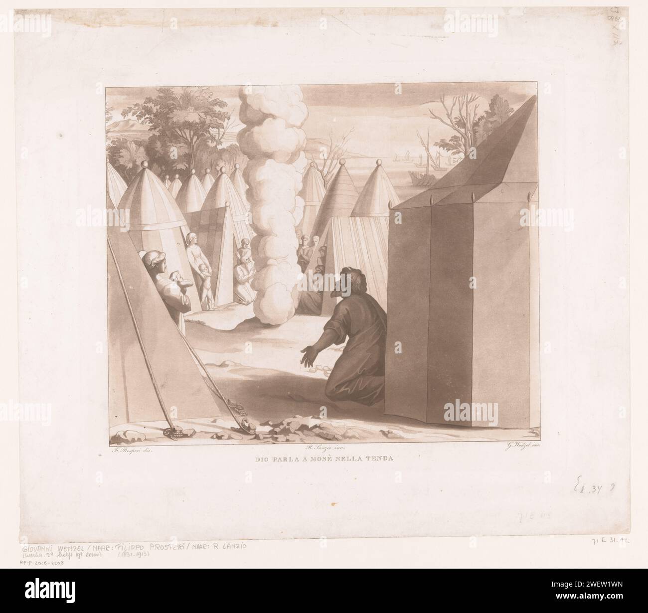 God appears to Moses in a smoke column, Giovanni Wenzel, After Filippo ...