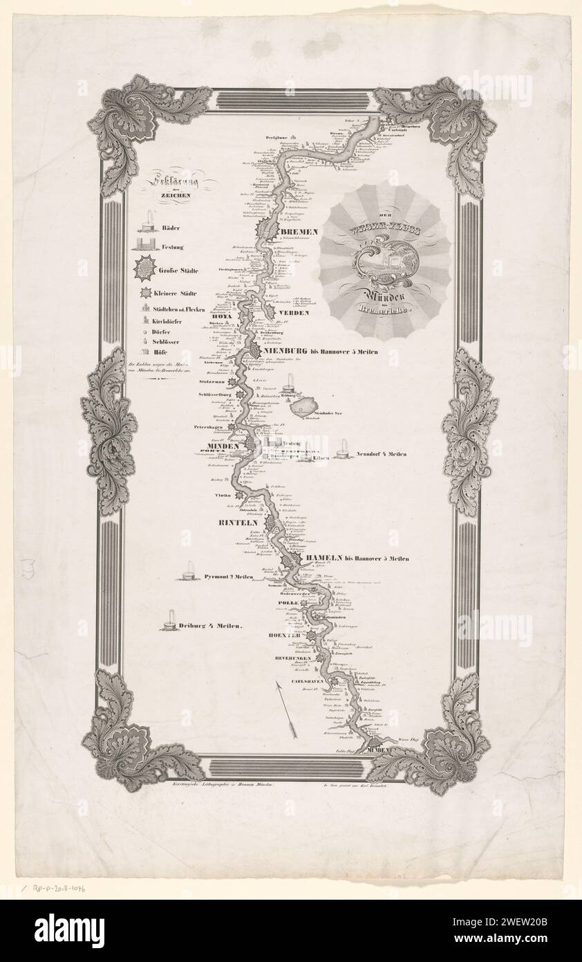 Map of the Stroom van de Wezer, from Hannoversch -Münden to Bremerhaven ...