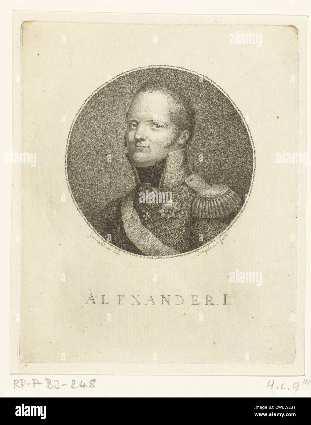 Portrait of Tsar Alexander I, Ernst Willem Jan Bagelaar, after Gerrit ...