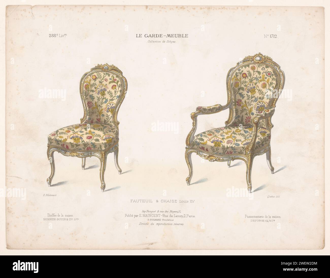 Armchair and chair, quéton, 1885 - 1895 print An armchair and chair in ...