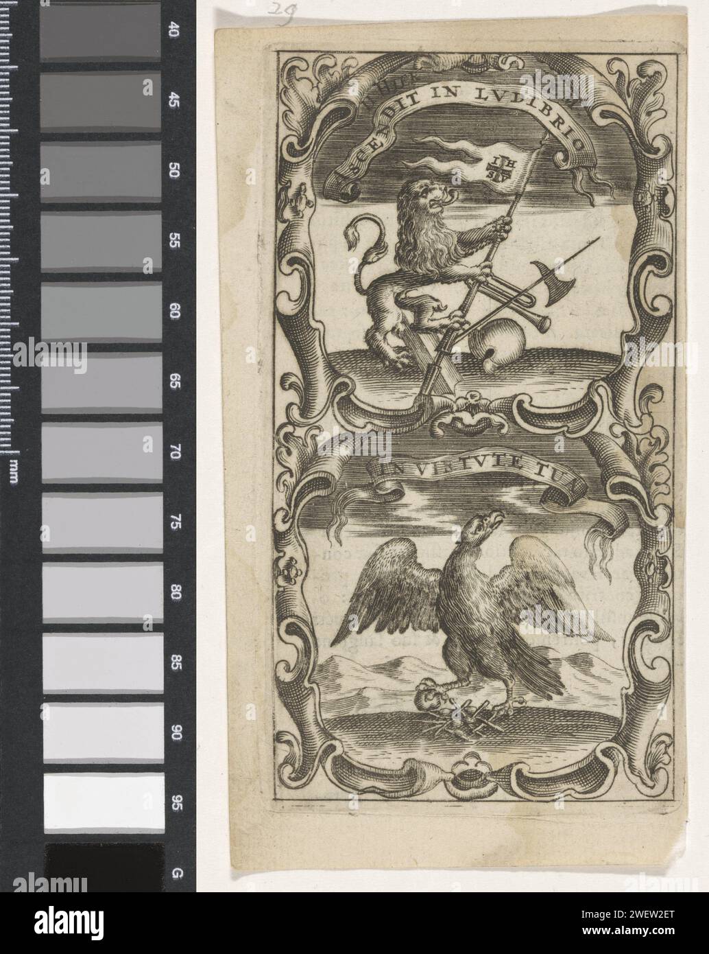 Lion with a banner / bird of prey near his nest, Anonymous, After ...