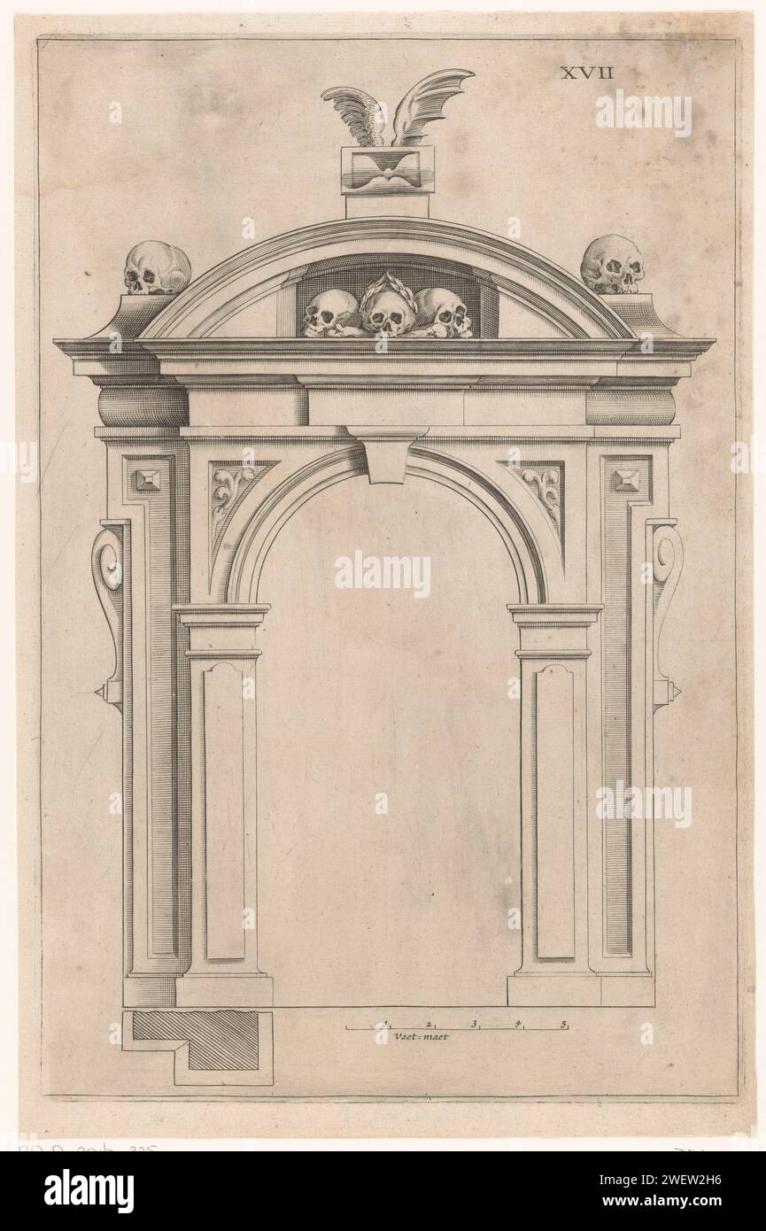 Gate of the Westerkerk, Anonymous, 1631 print Front view and map. Plate ...