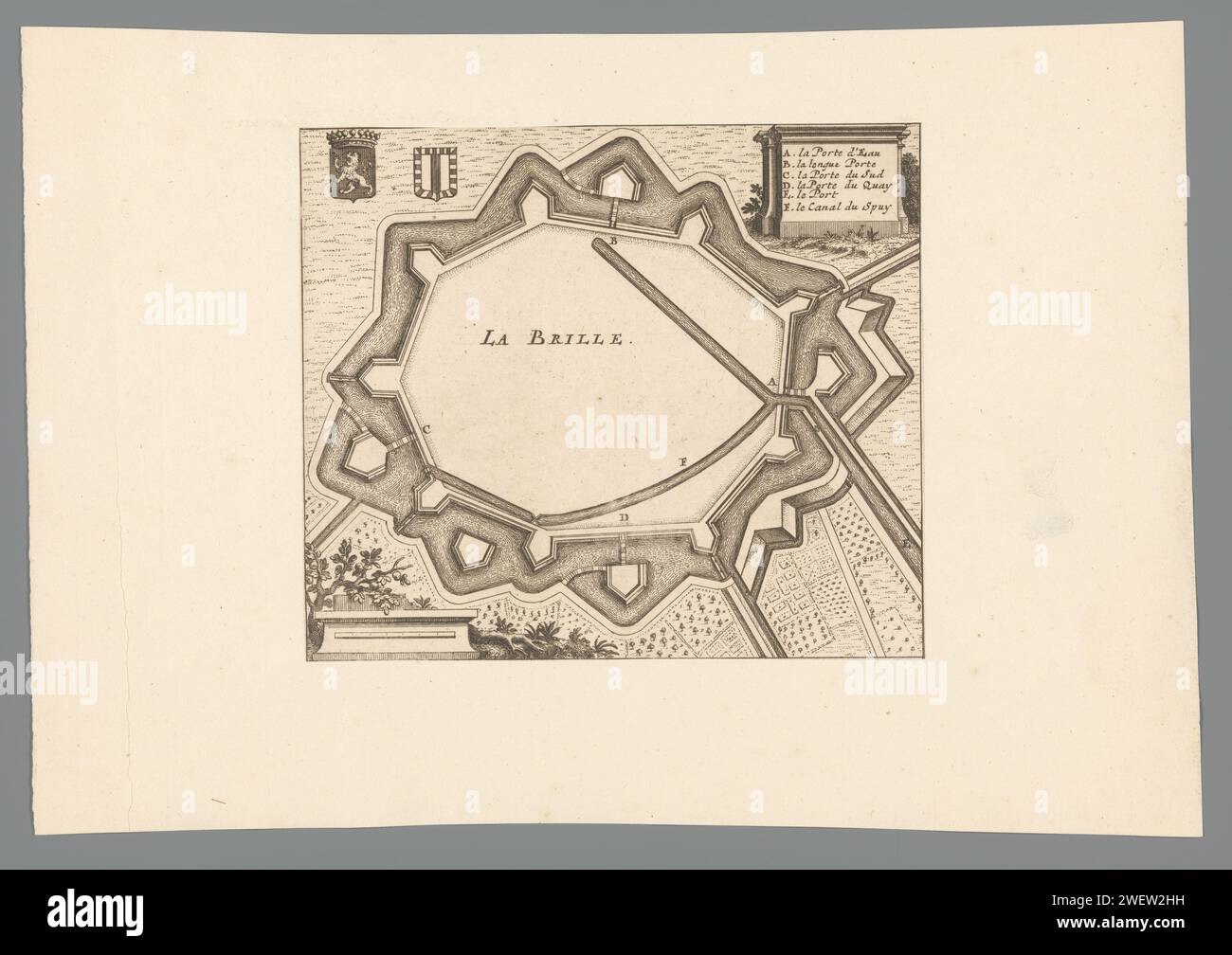 Vestingplattegrond van Brielle, anonymous, c. 1670 - c. 1730 print Map ...