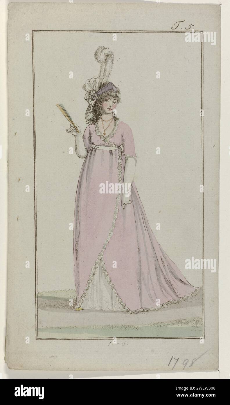 Journal of luxury and fashions, 1798, T 5, 1798 Standing woman dressed ...