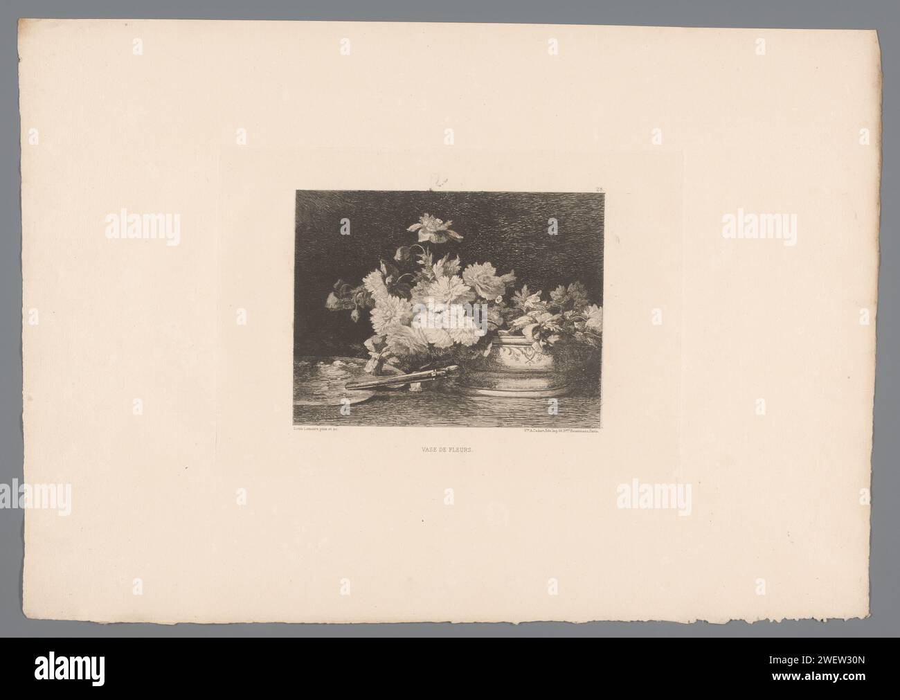 Still life with flowers and palette, Louis Marie Lemaire, 1878 print ...