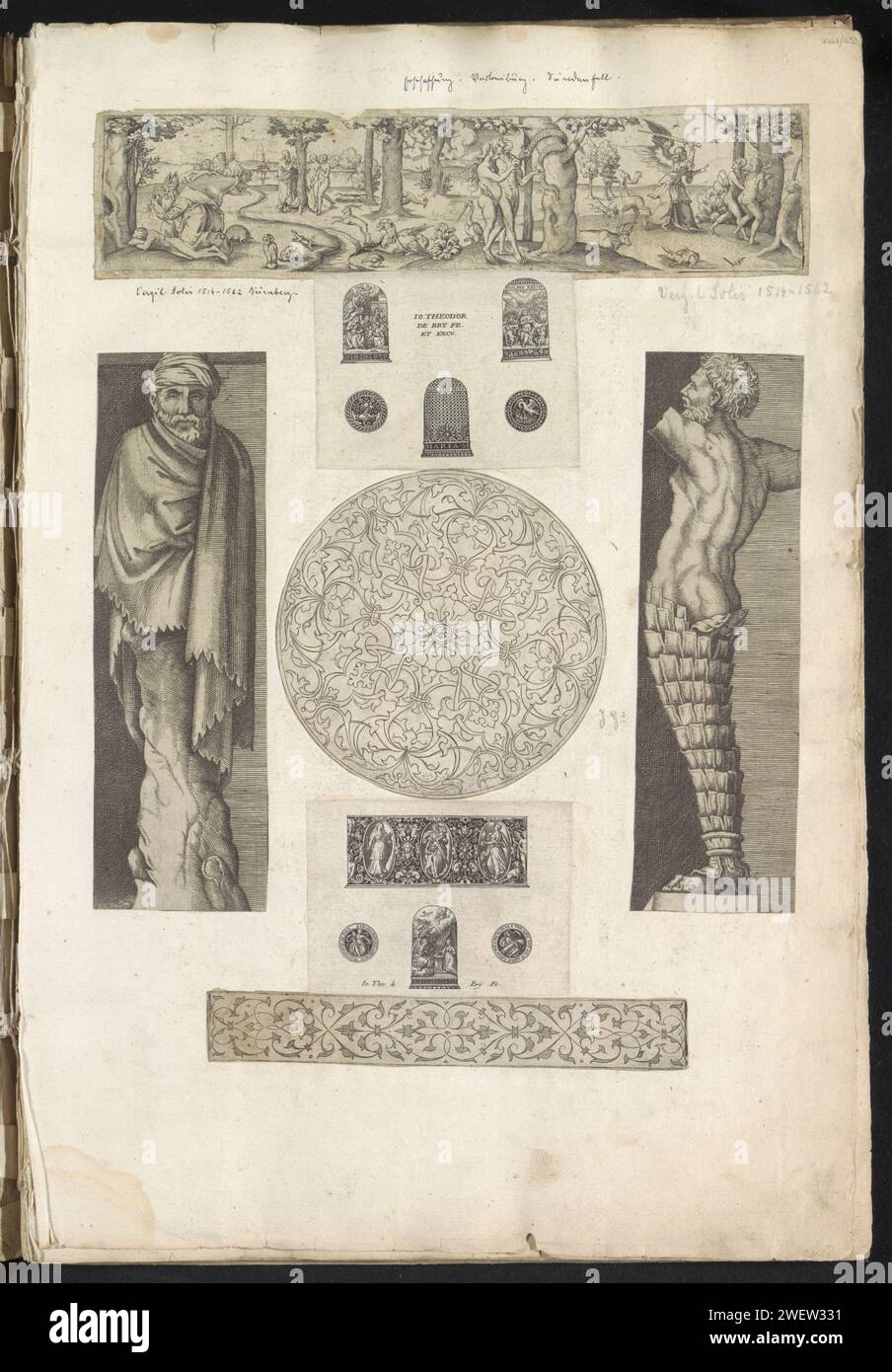 Album magazine with seven prints with arabesken, male Hermen and Adam ...