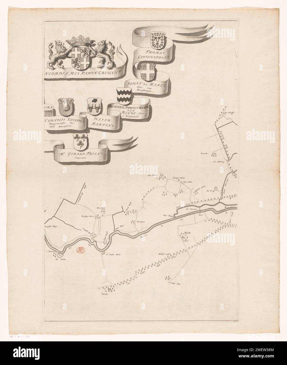 Map of the River Eem (second part), Thomas Doesburgh, 1692 print Second ...