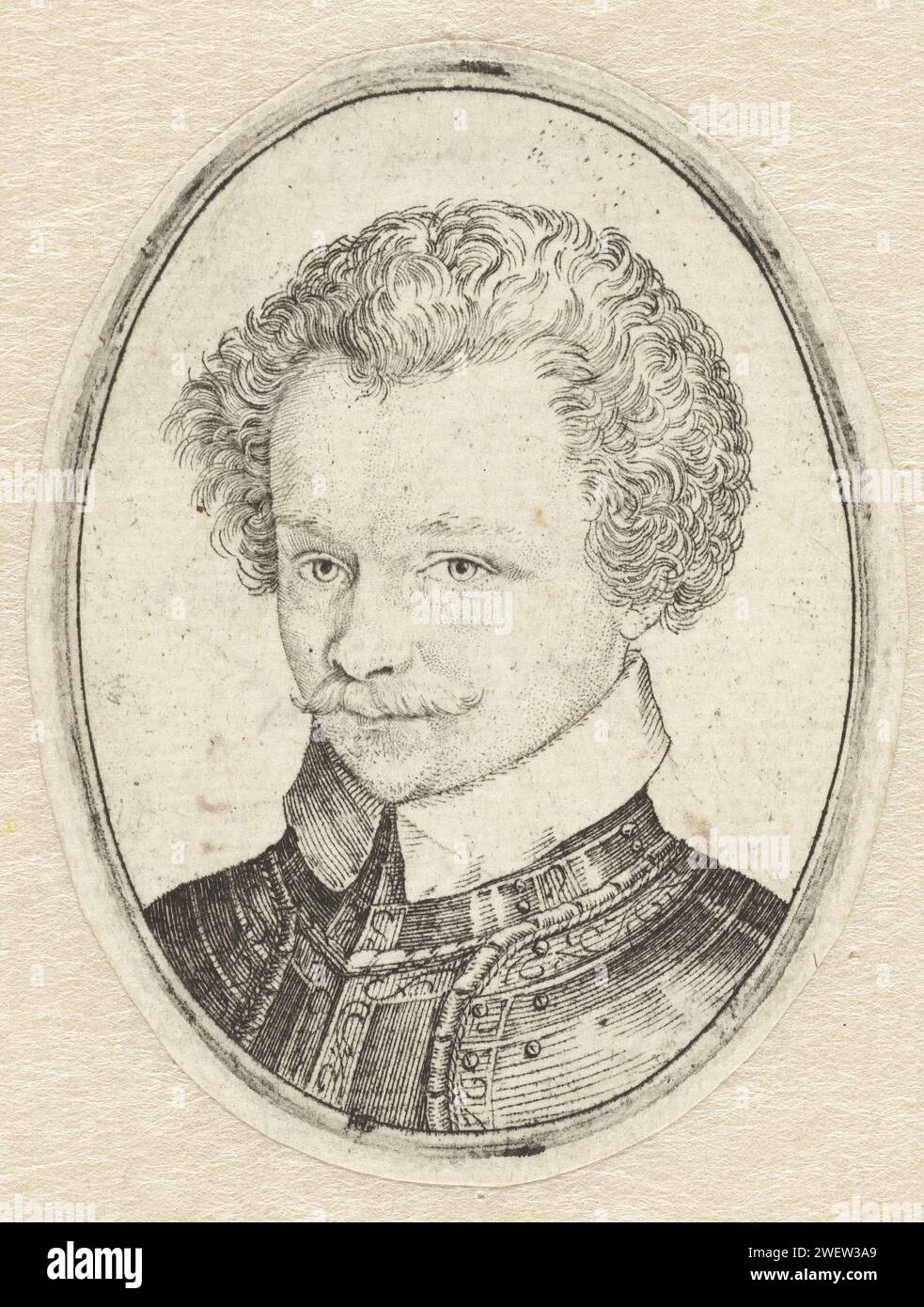 Portrait of a young man in Harnas, 1579 print Oval boste portrait of a ...