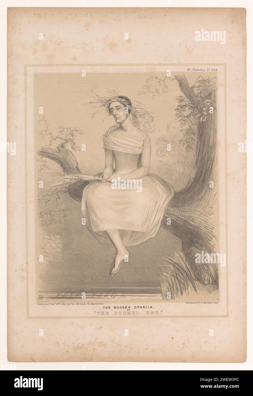 Cartoon with Lord Ashley as Ophelia, John Doyle, 1845 print Cartoon ...