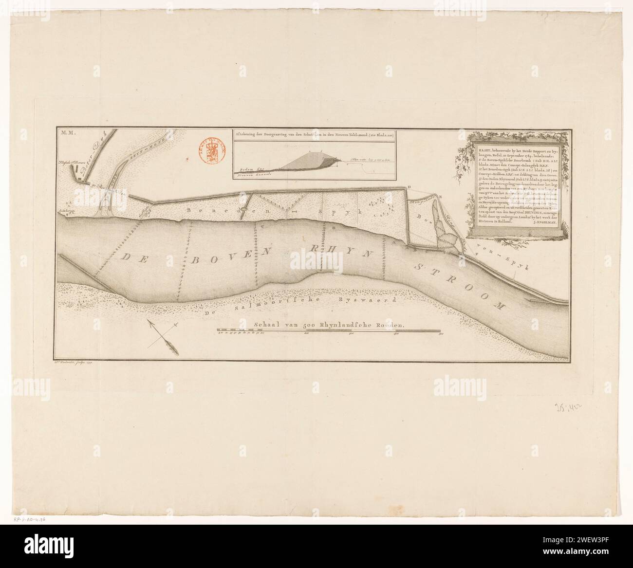 Map of the Upper Rhine at Spijk (Rijnwaarden), Daniël Vrevalwaard (I ...