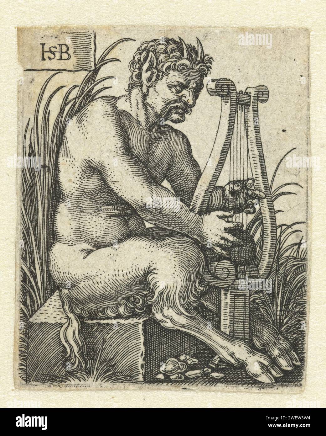 Satyr plays on a winch, Hans Sebald Beham, 1510 - 1550 print paper ...