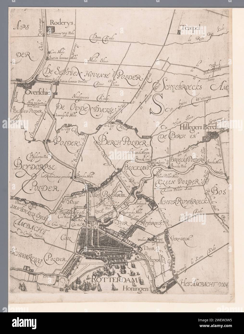 Map of the Schieland Water Board, with Rotterdam, Hillegersberg and ...