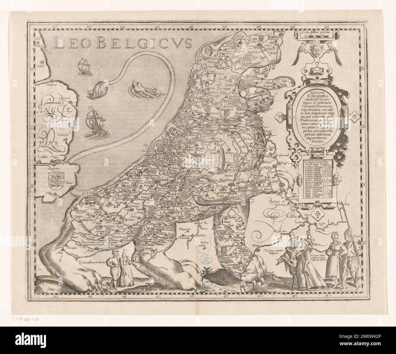 Map of the seventeen provinces in the form of the Netherlands Lion ...