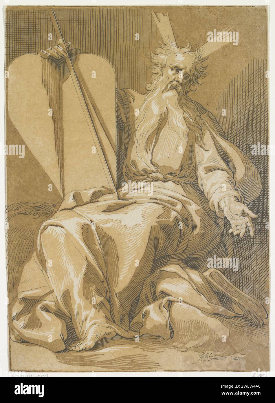 Moses with the Tables of the Law, Anonymous, After Abraham Bloemaert ...