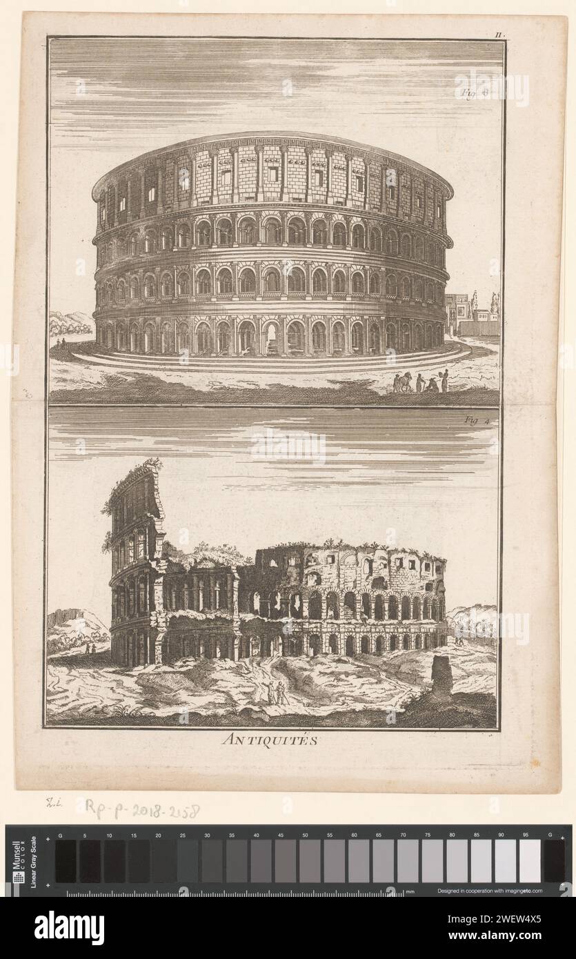 Two faces on the Colosseum, in Rome, Anonymous, 1650 - 1749 print ...