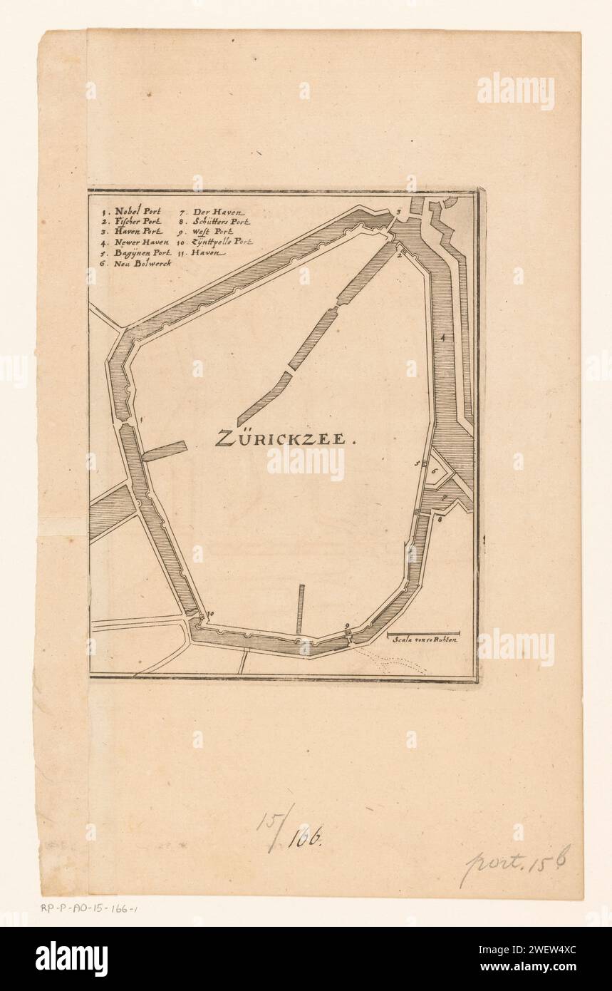 Vesting map of Zierikzee, Caspar Merian, after Johann Merck, 1654 - c. 1700 print At the top ...