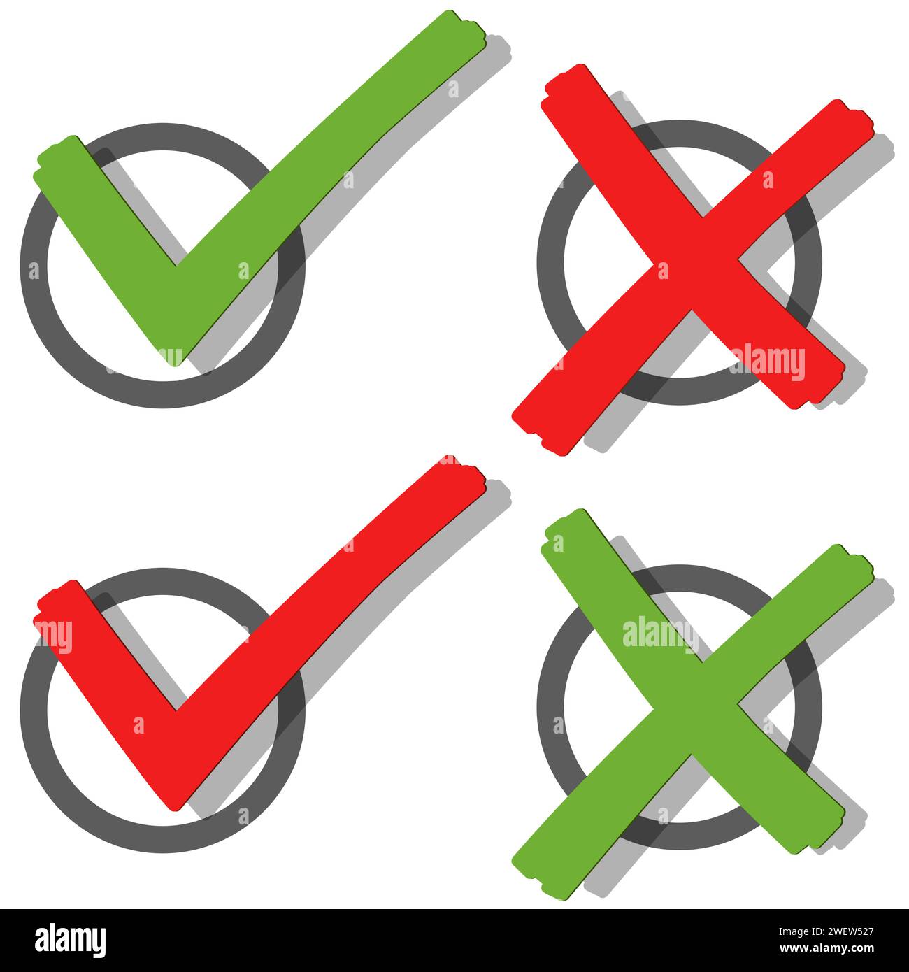 collection of red and green check marks and crosses to symbolize success Stock Vector Image ...