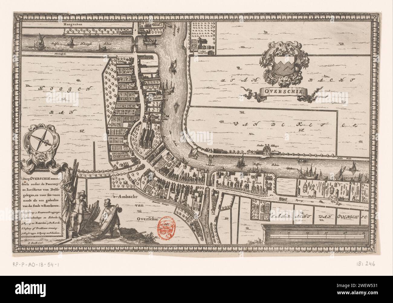 Map of Overschie, Johannes de Ram (attributed to), 1678 - 1703 print ...