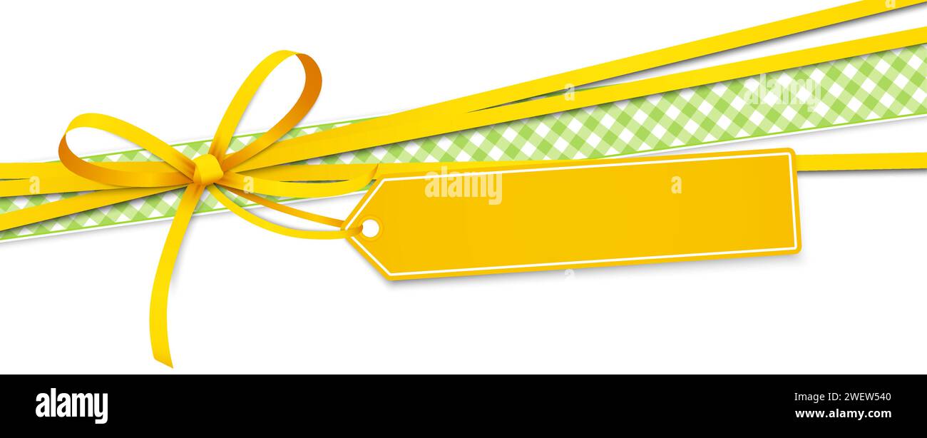 EPS 10 vector illustration of yellow colored ribbon bow and gift band ...