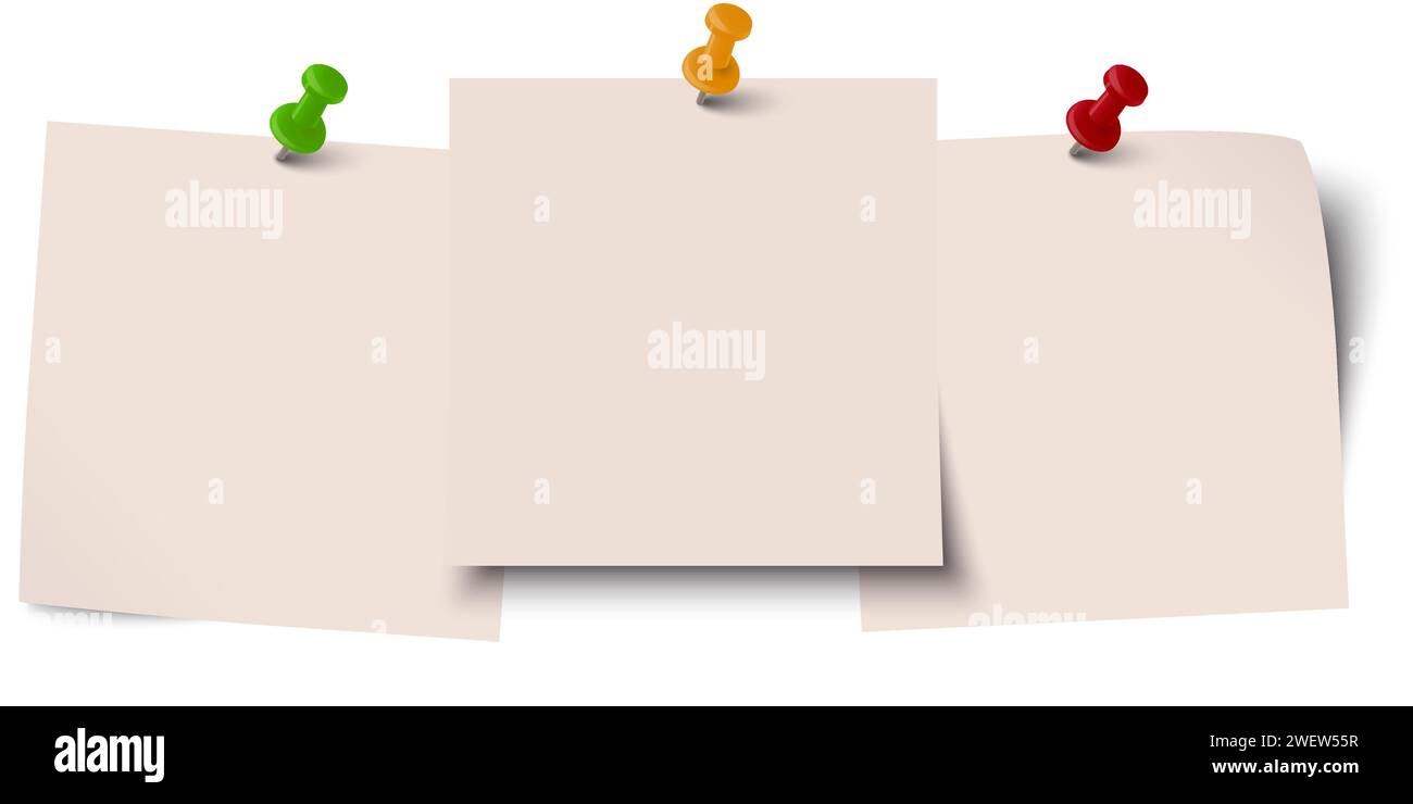 eps vector illustration with business little sticky notes in a row with ...