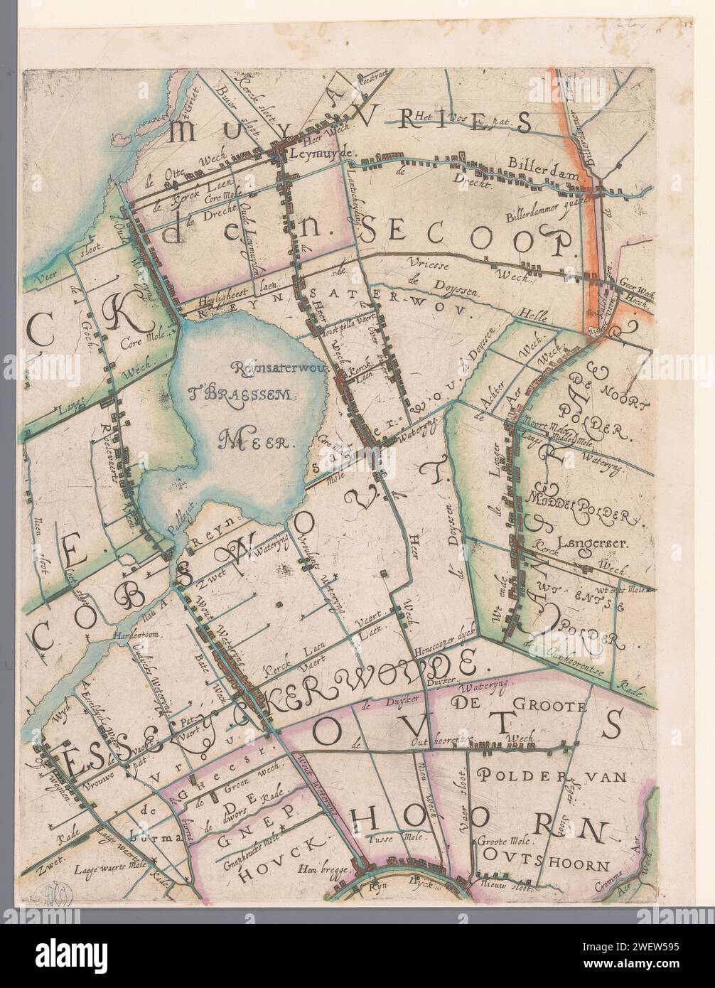 Part of a map of the Rijnland Water Board, with Leimuiden and the ...