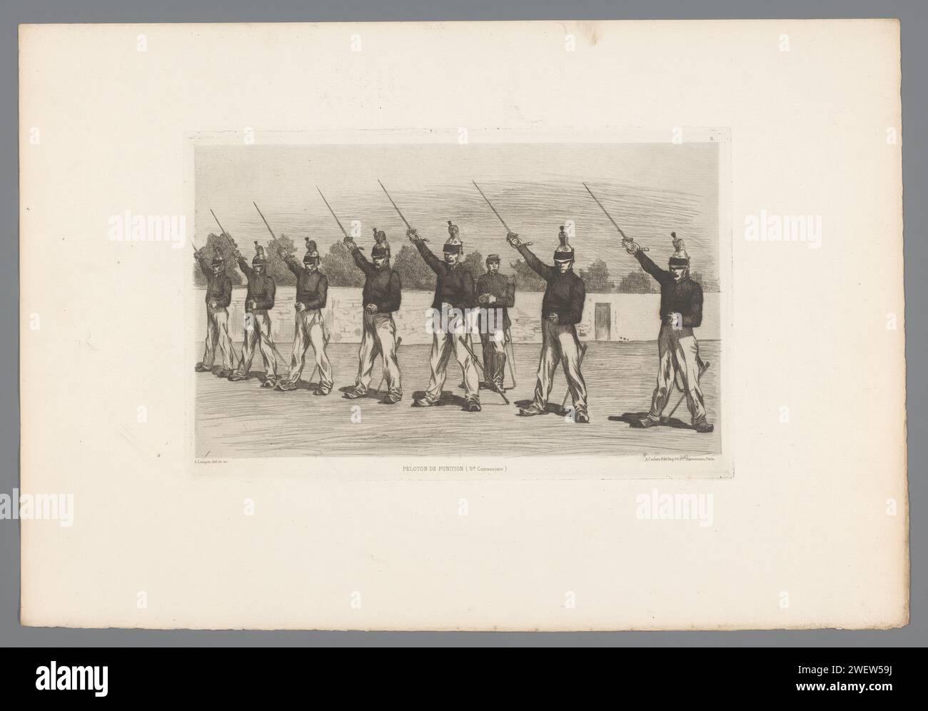 Peloton Soldiers with drawn sword, Auguste André Lançon, 1875 print ...