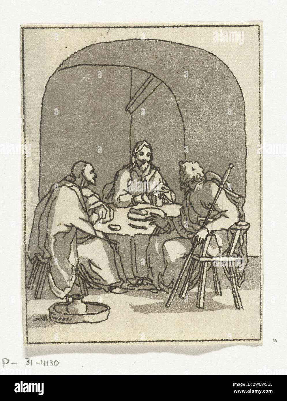 Meal in Emmaus, Anthonie van den Bos, after Unknown, 1778 - 1838 print ...