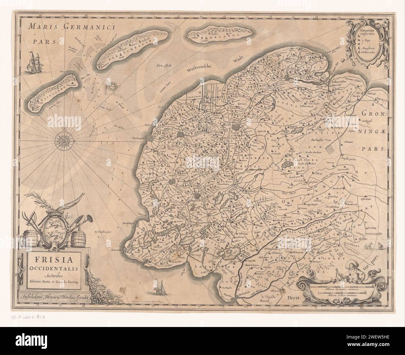 Map of Friesland, Vlieland, Terschelling and Ameland, 1630 print At the ...