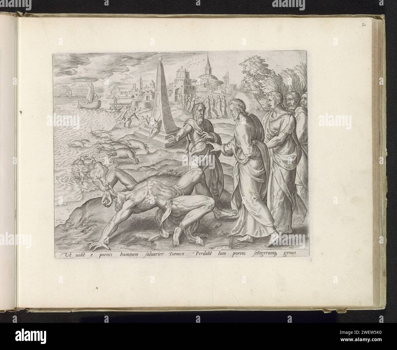 Christ heals a possessed man, Johannes Wierix, after Gerard van ...