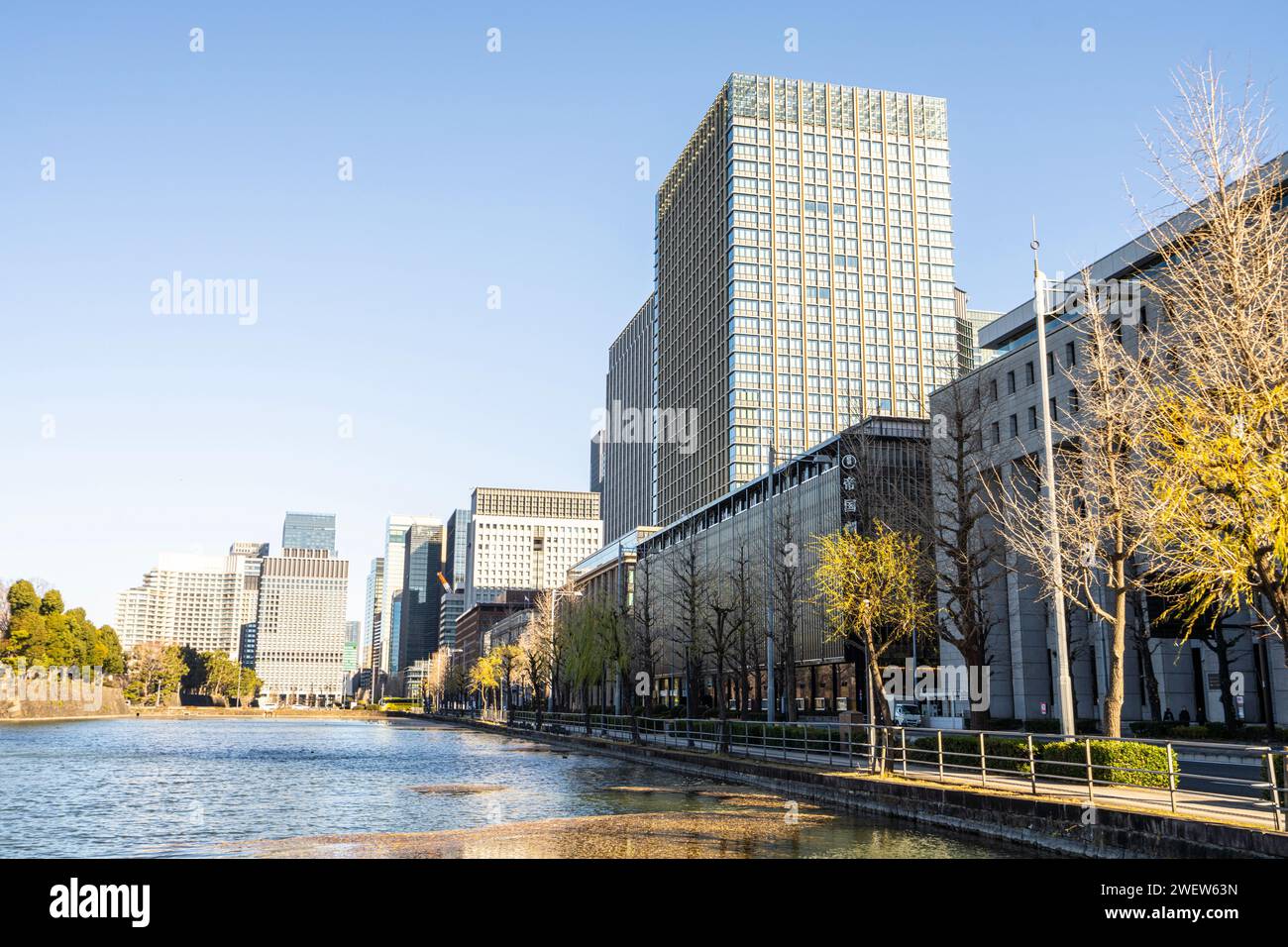 Tokyo, Japan. January 8, 2024. the water canal in the Front Gardens of ...