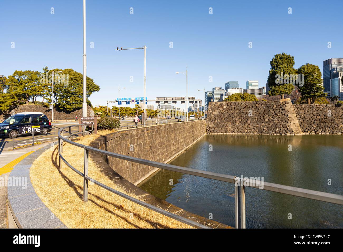 Tokyo, Japan. January 8, 2024. panoramic view of the Sakurada-mon ...