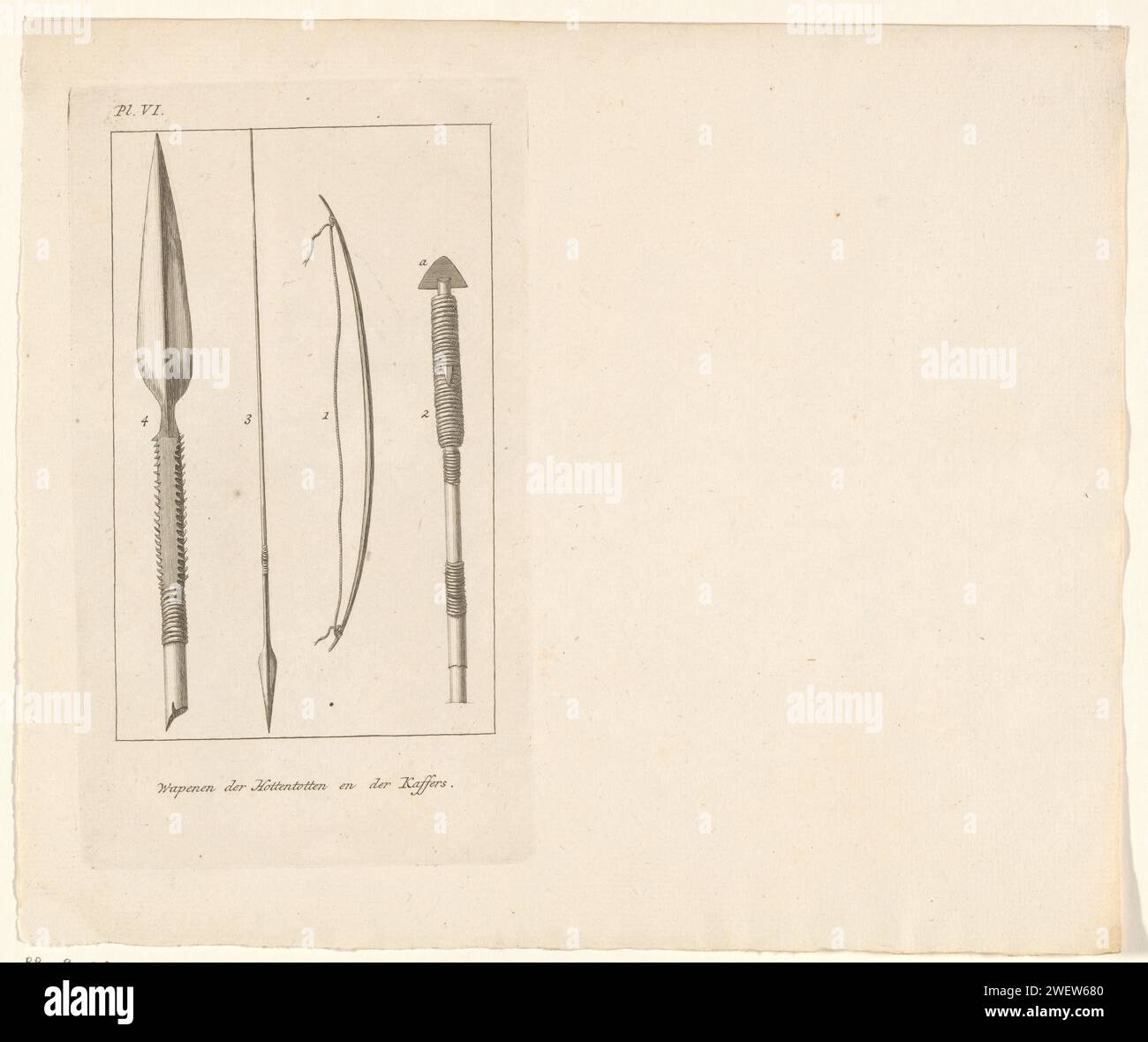 Weapons of the Khoikhoi and the Xhosa, Anonymous, 1787 print Numbered ...