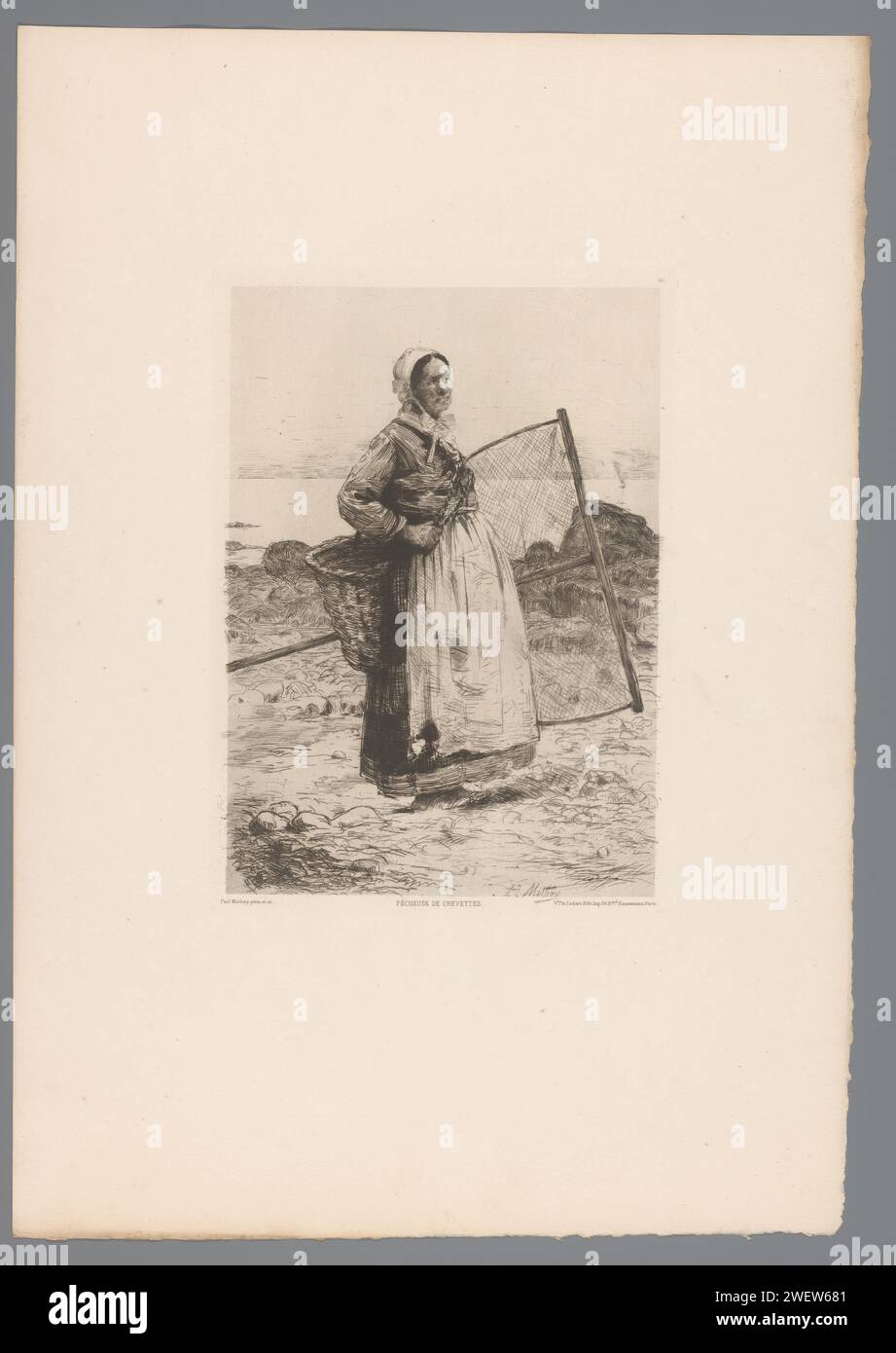 Fisherman's wife, Paul Mathey, 1881 print paper etching / drypoint sea ...