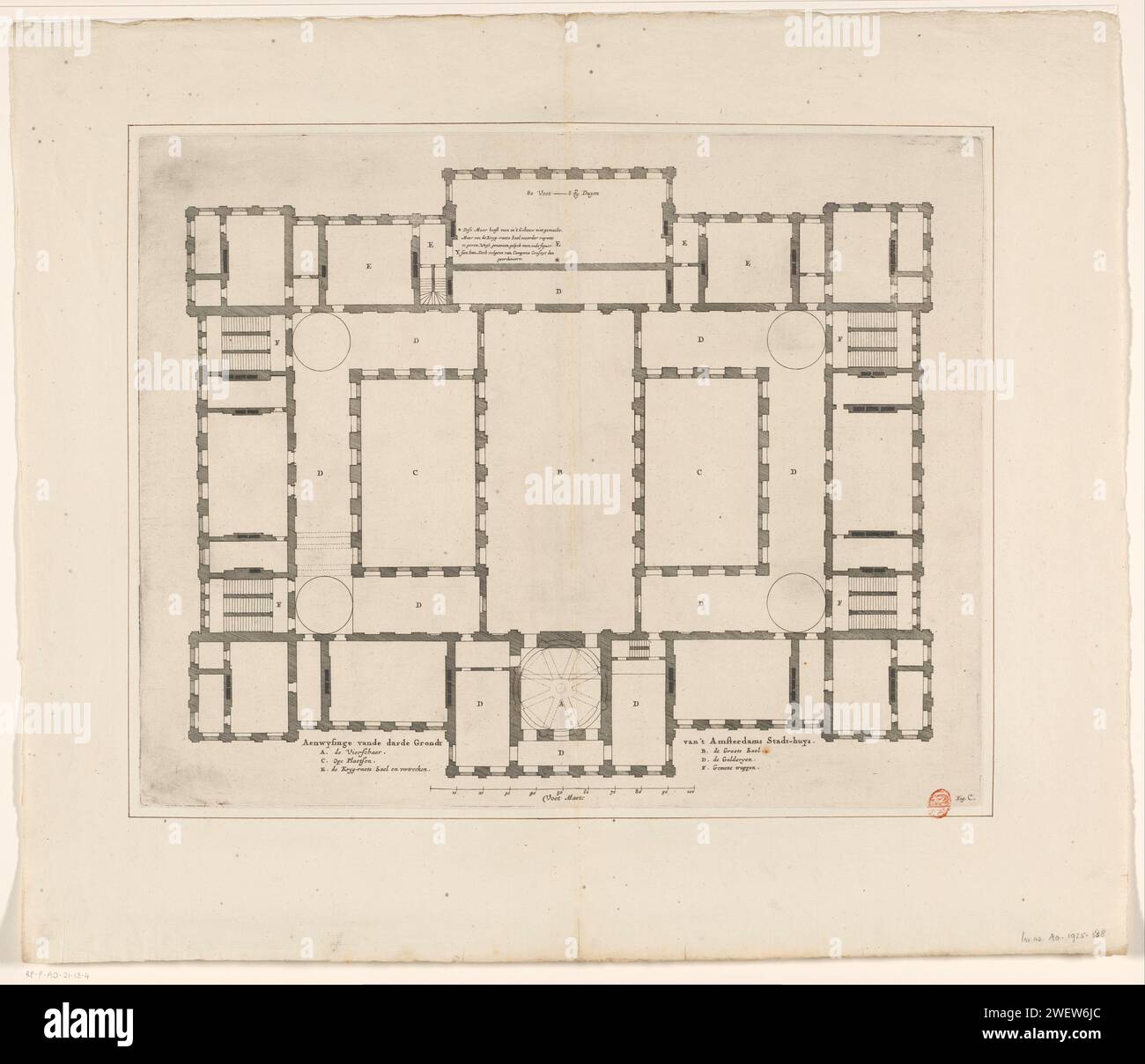 Map of the second floor ('Darde Grondt') from the Town Hall on Dam ...