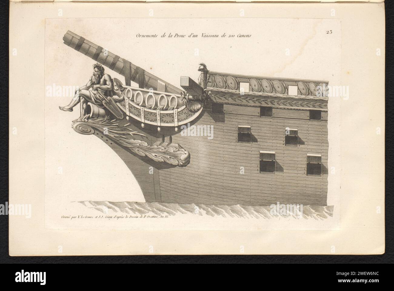 Voesteven of a sailing ship with a sitting river god as the figurehead ...